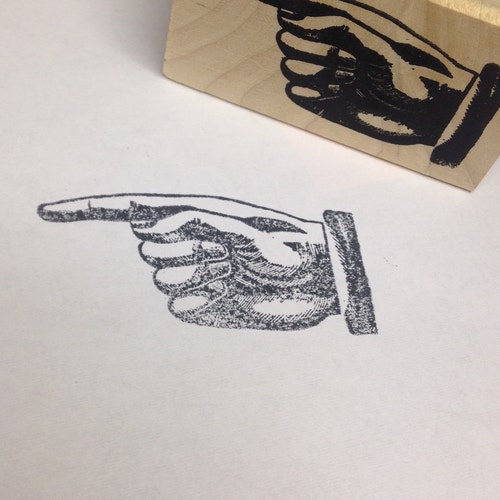 Hand Pointing Left Mounted Rubber Stamp 4902 - Etsy