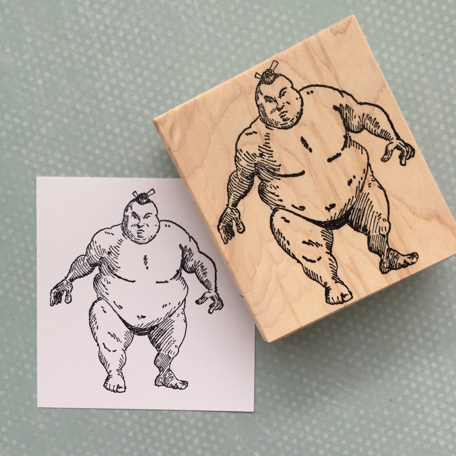 Sumo Wrestler Wood Mounted Rubber Stamp 4520 | Etsy