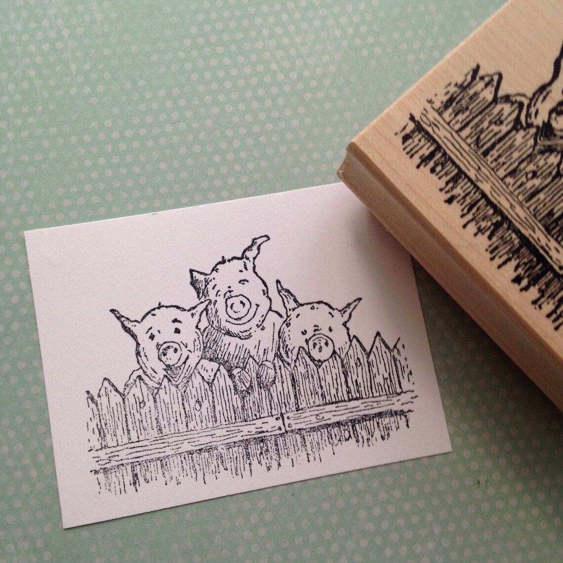 Three Pigs Wood Mounted Rubber Stamp 4616 | Etsy