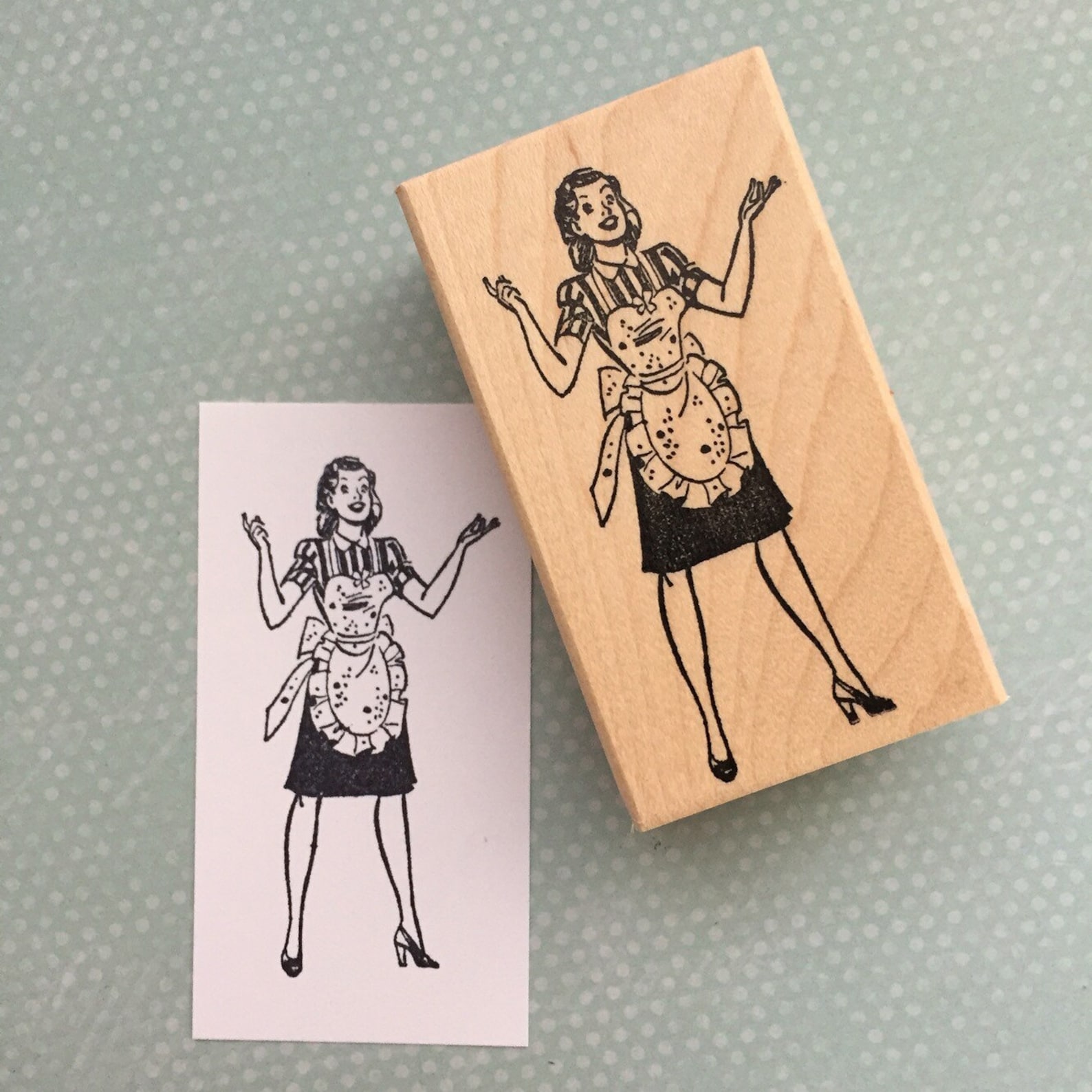 Lady With Apron Rubber Stamp 4427 - Etsy