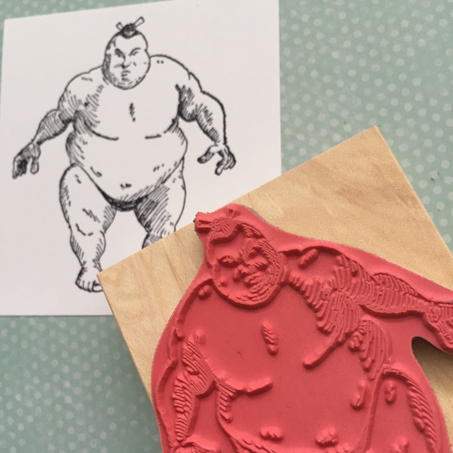 Sumo Wrestler Wood Mounted Rubber Stamp 4520 | Etsy