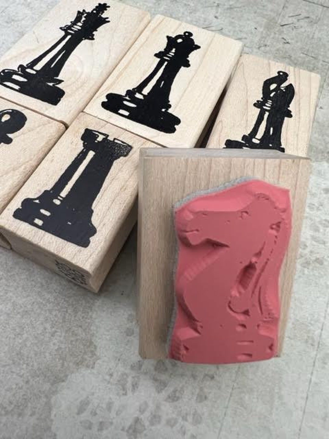 Chess Pieces Rubber Stamp Set King, Queen, Bishop, Knight, Rook, Pawn ...