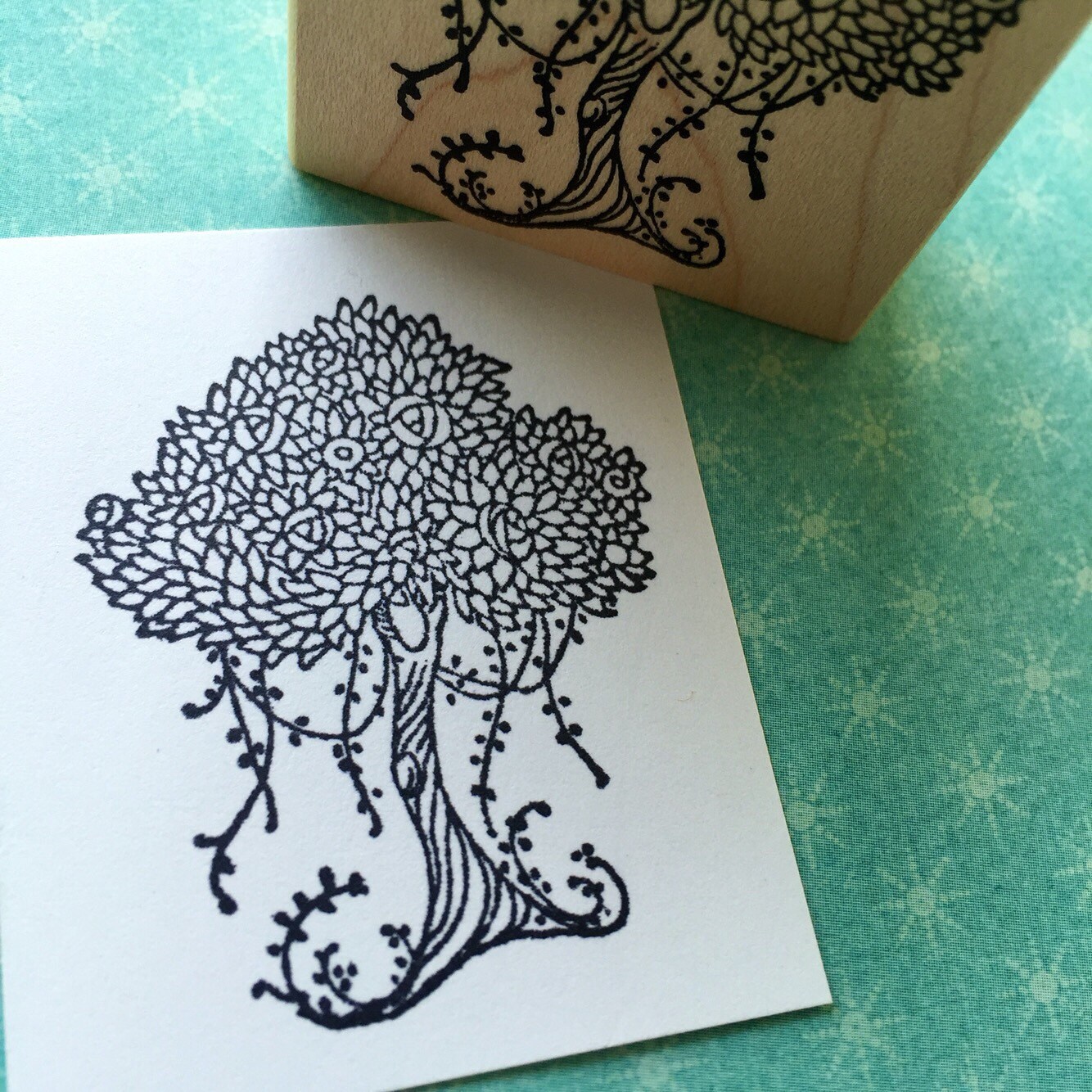 Stylized Tree Rubber Stamp 3077 - Etsy