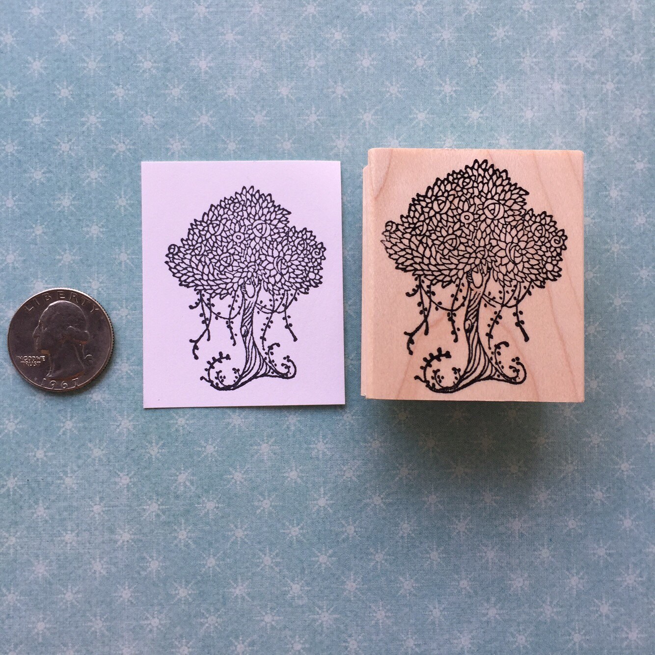 Stylized Tree Rubber Stamp 3077 - Etsy