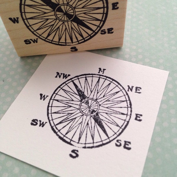 Compass Rubber Stamp - Etsy
