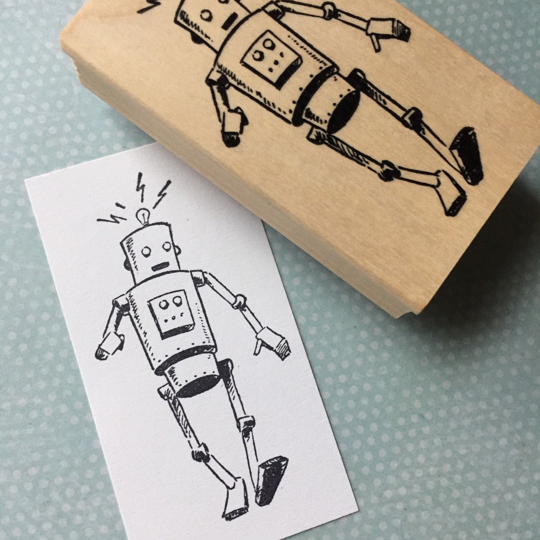 Robot Rubber Stamp 6626 - Etsy