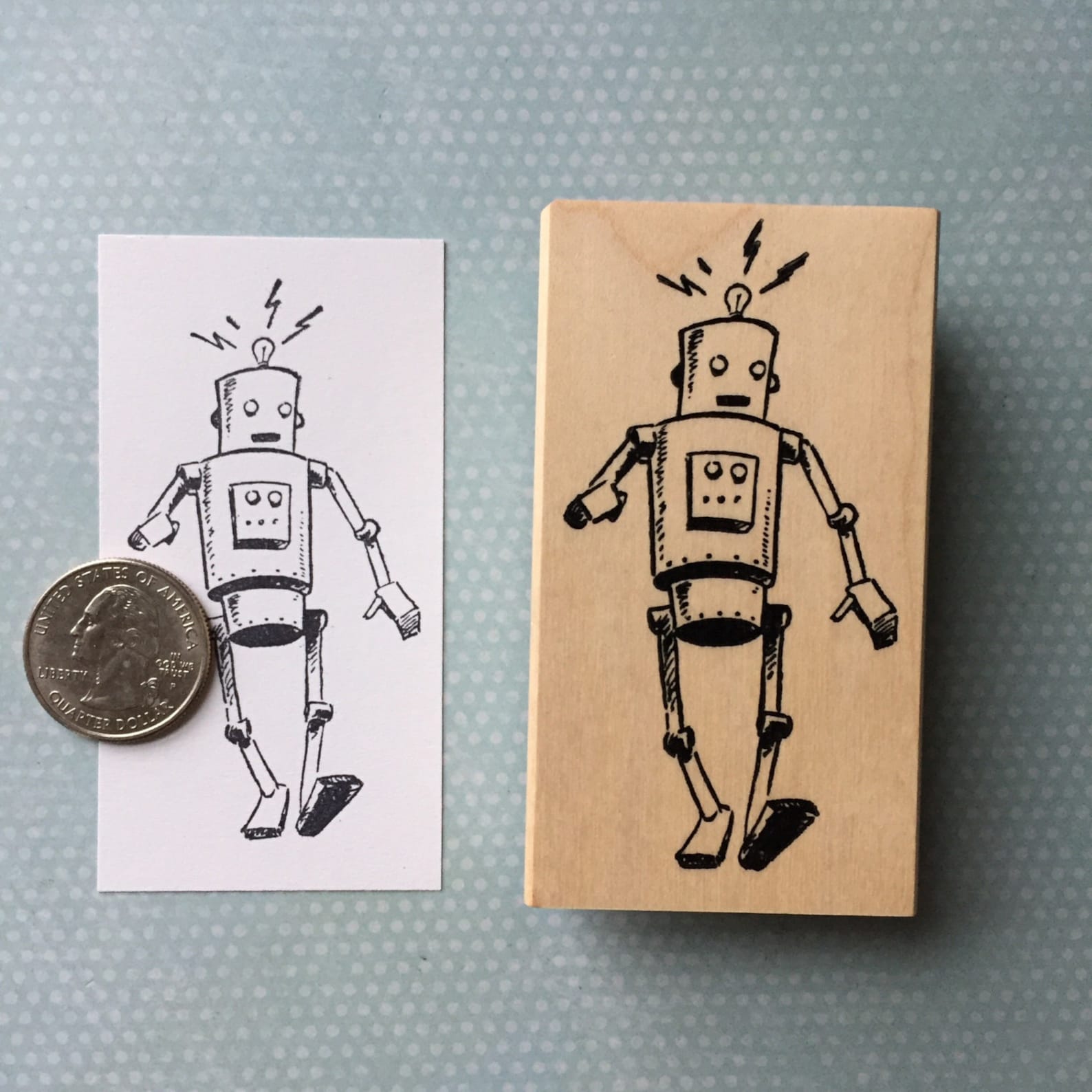 Robot Rubber Stamp 6626 - Etsy