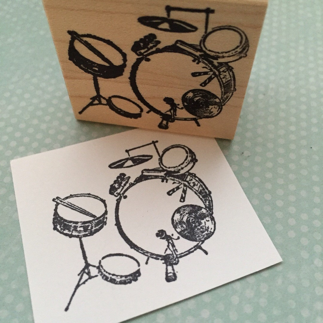 Drum Set Rubber Stamp 4269 - Etsy