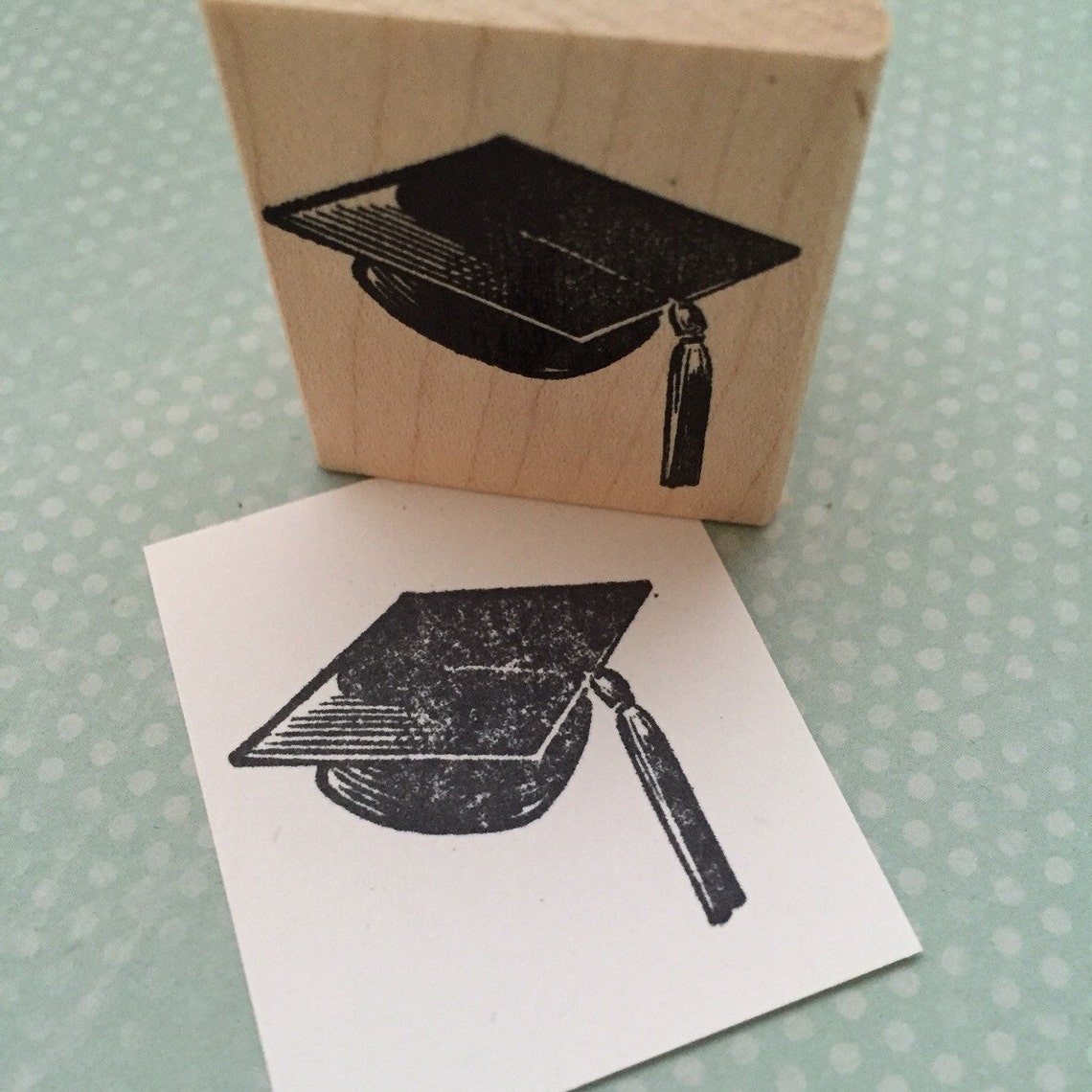 Graduation Hat Wood Mounted Rubber Stamp 992 - Etsy