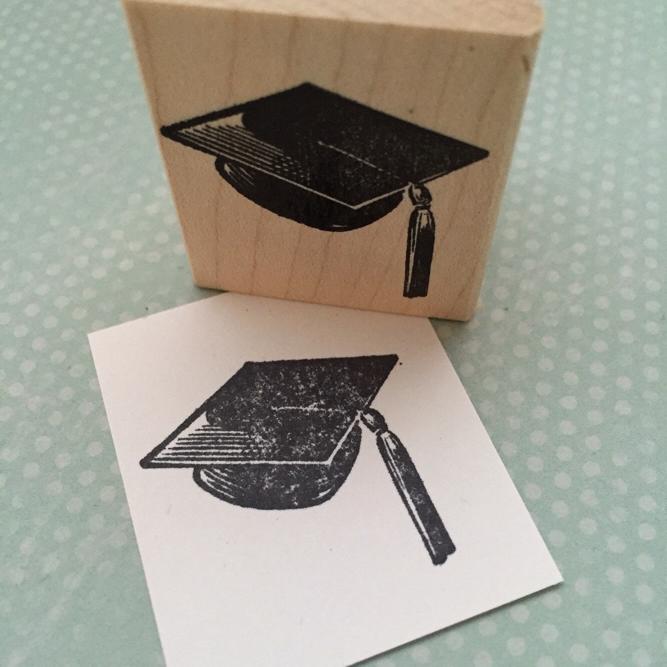 Graduation Hat Wood Mounted Rubber Stamp 992 - Etsy