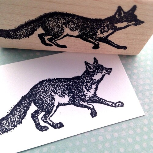 Fox Stamp Rubber Hand Carved / Autumn Fall Design / Wild - Etsy