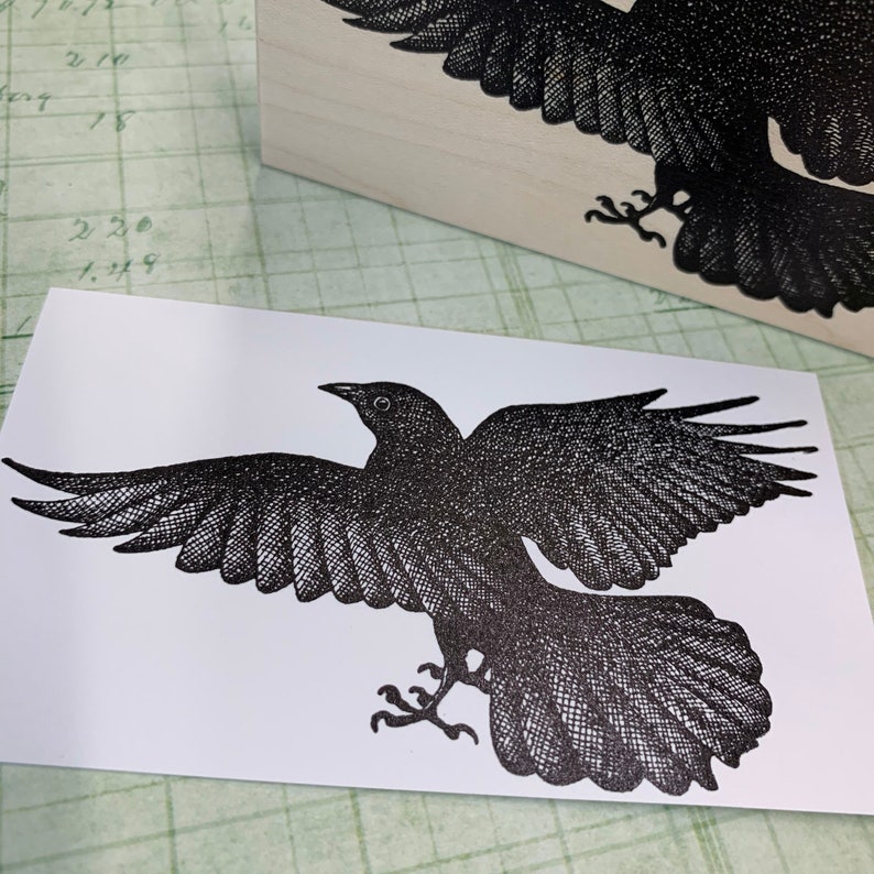 Flying Crow Rubber Stamp | Etsy