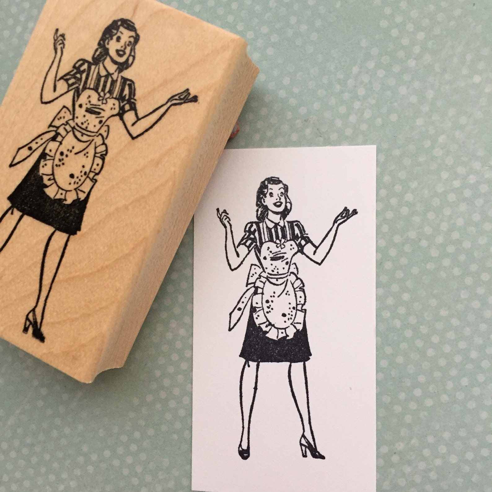 Lady With Apron Rubber Stamp 4427 - Etsy
