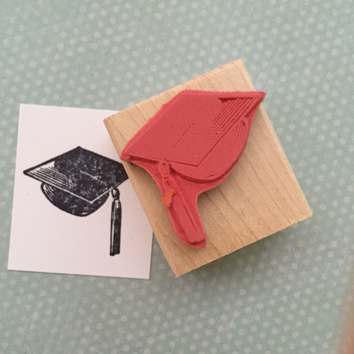 Graduation Hat Wood Mounted Rubber Stamp 992 - Etsy