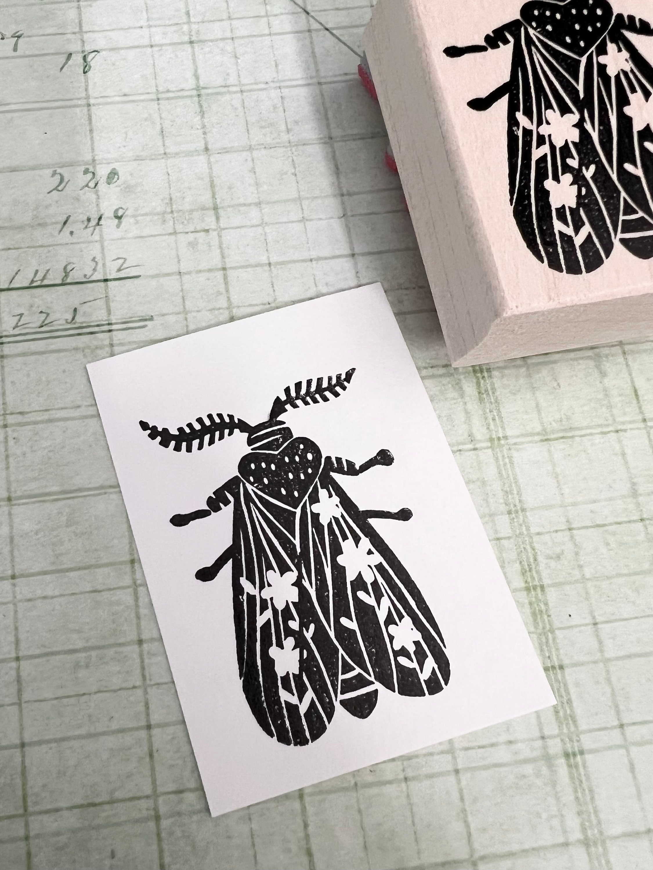 Magical Heart Moth Rubber Stamp | Etsy