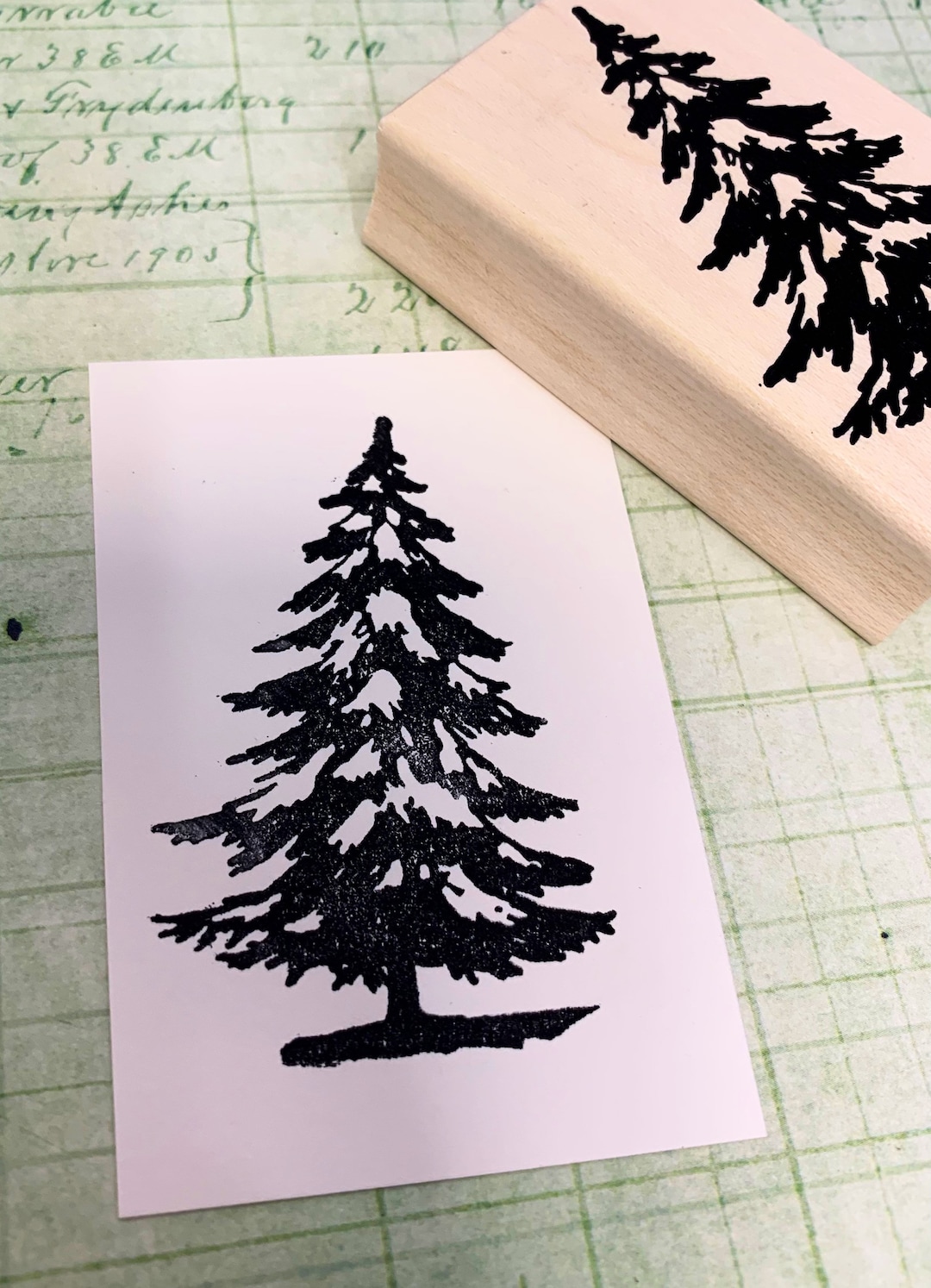 Snowy Fir Tree Rubber Stamp 2113 - Etsy