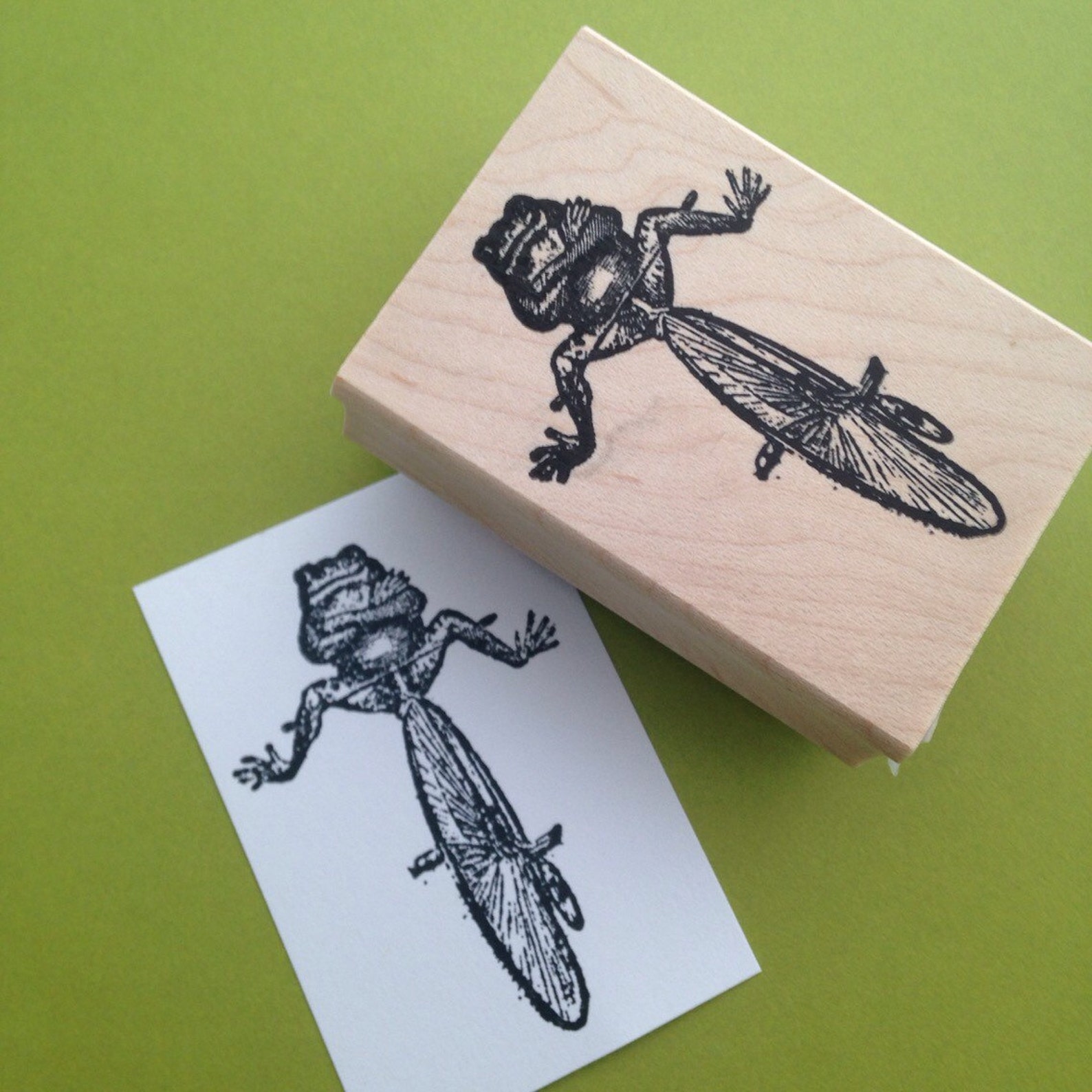 Toad on Bike Wood Mounted Rubber Stamp 4353 | Etsy