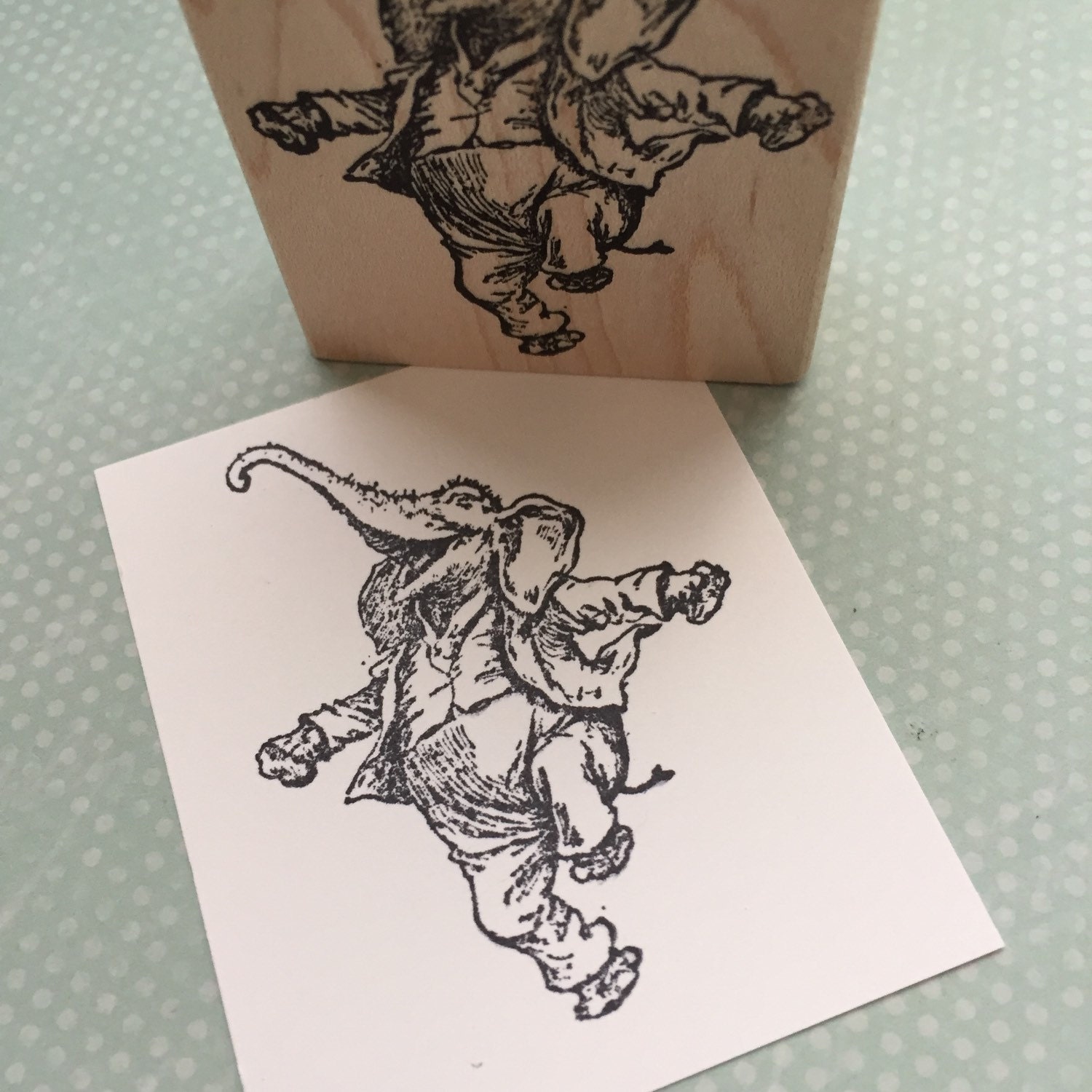Dancing Elephant Wood Mounted Rubber Stamp 3906V | Etsy