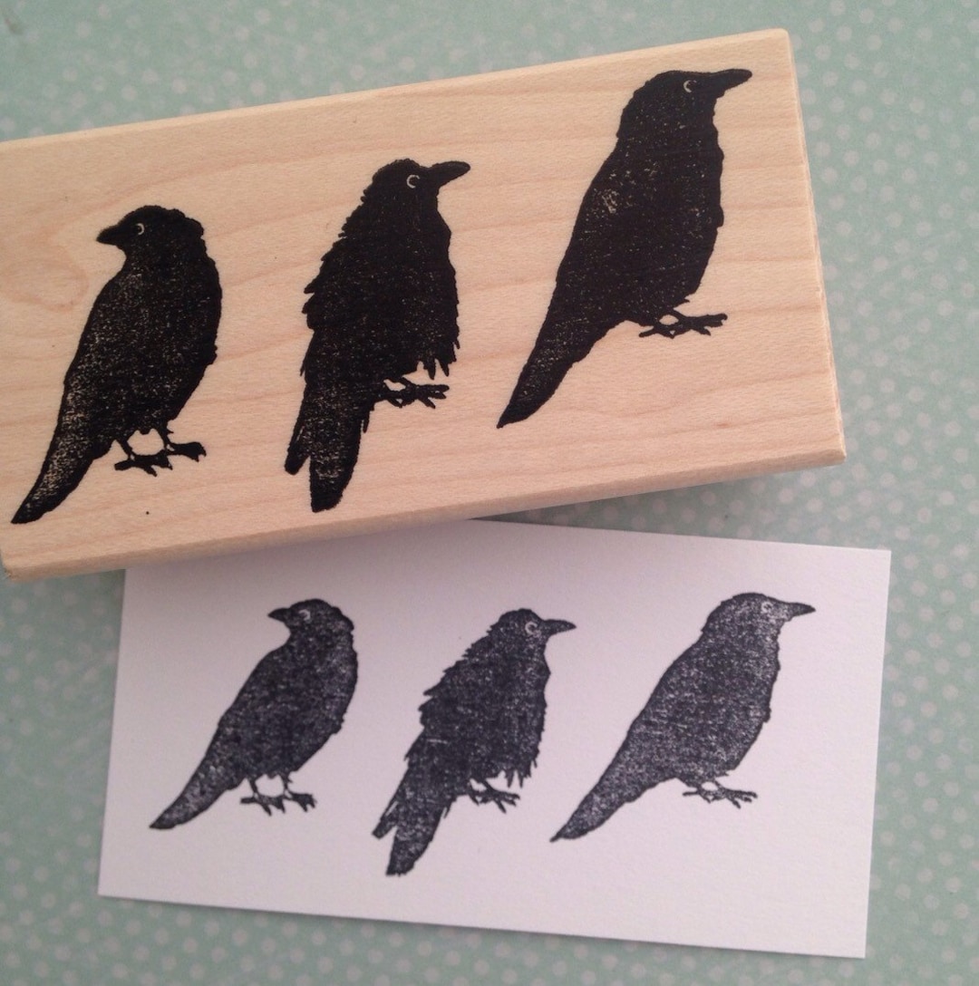 Three Ravens Rubber Stamp - Etsy