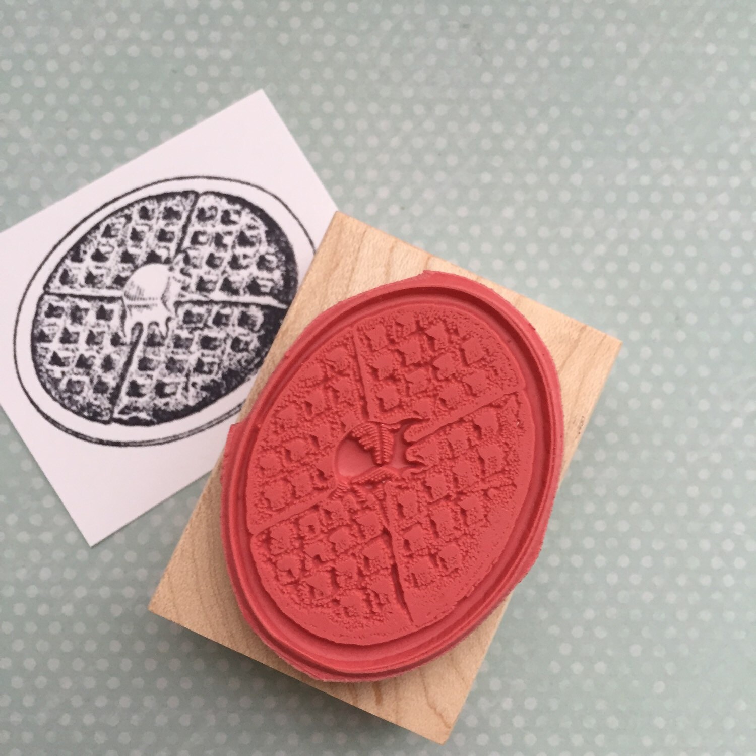 Buttered Waffle Rubber Stamp 3769 - Etsy