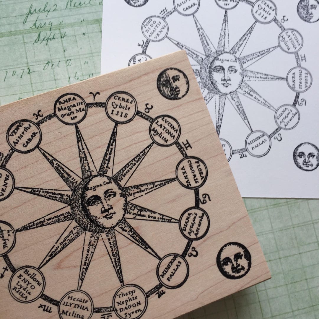 Sun Moon Chart Rubber Stamp 6649 - Etsy