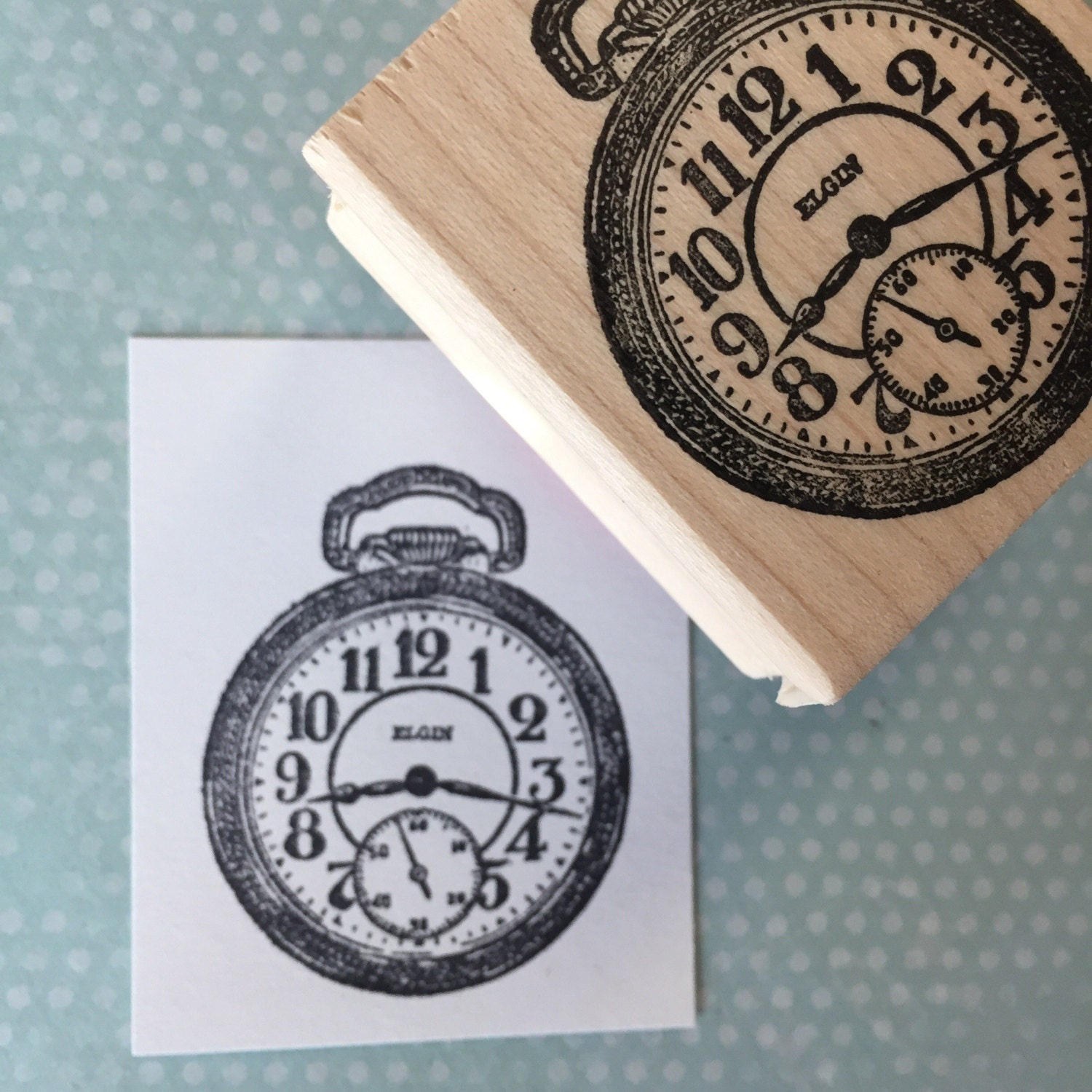Pocket Watch Rubber Stamp 4631 - Etsy