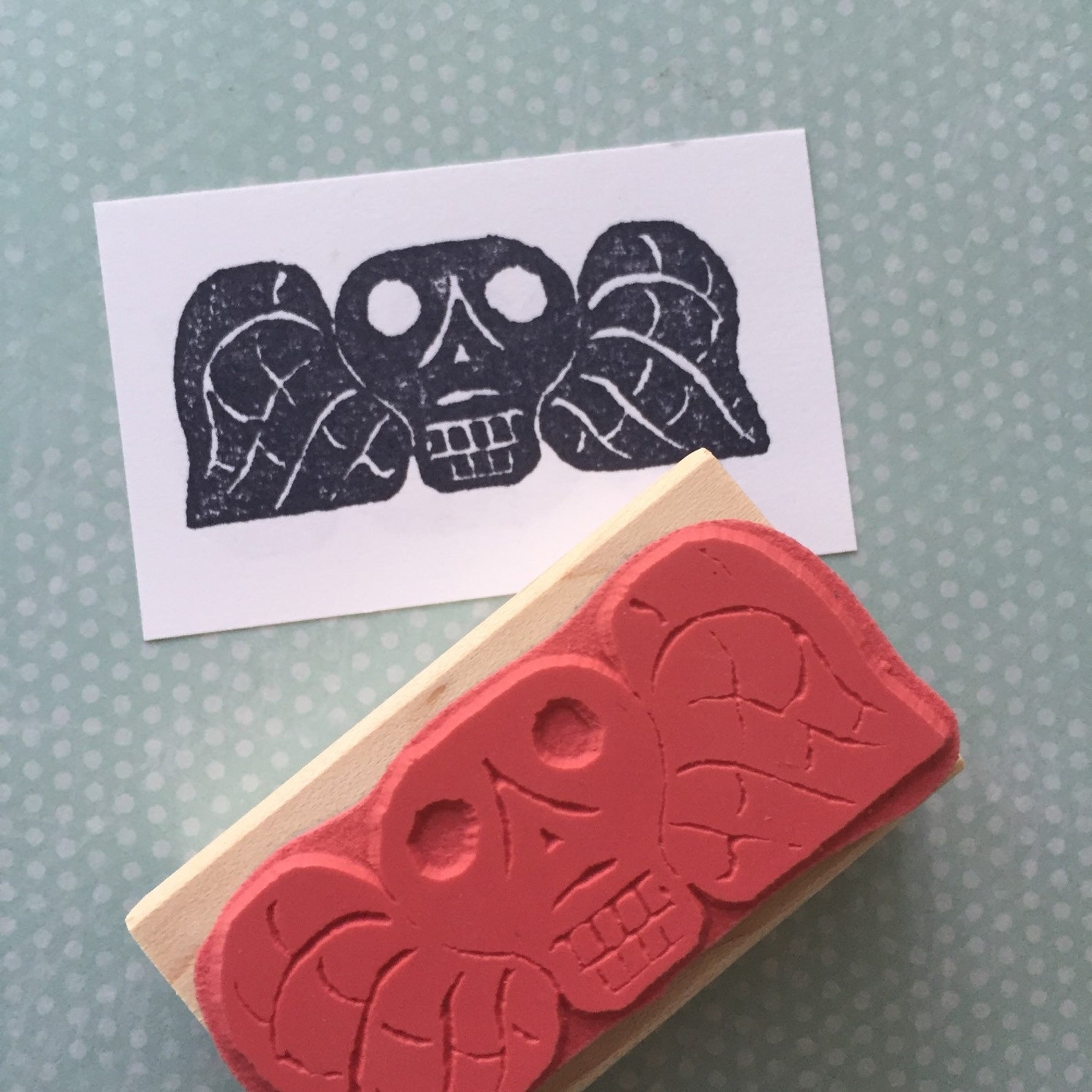 Winged Skull Wood Mounted Rubber Stamp 6469 - Etsy