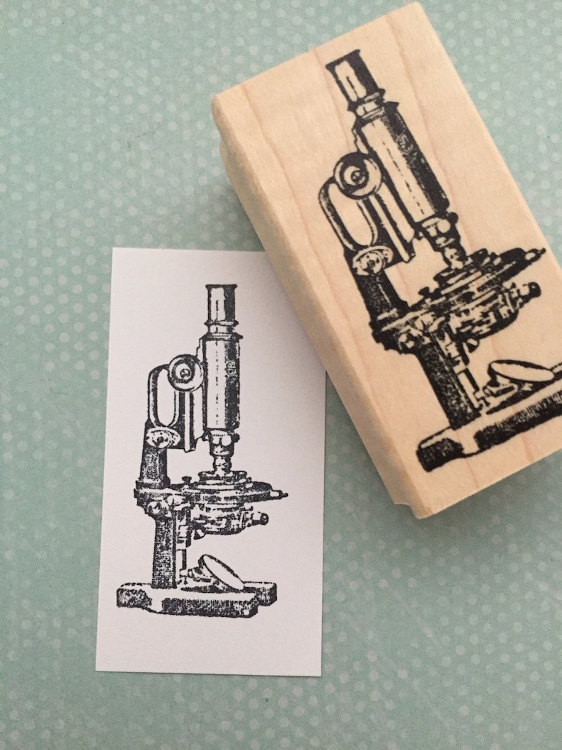 Microscope Science Lab Wood Mounted Rubber Stamp Supply for | Etsy