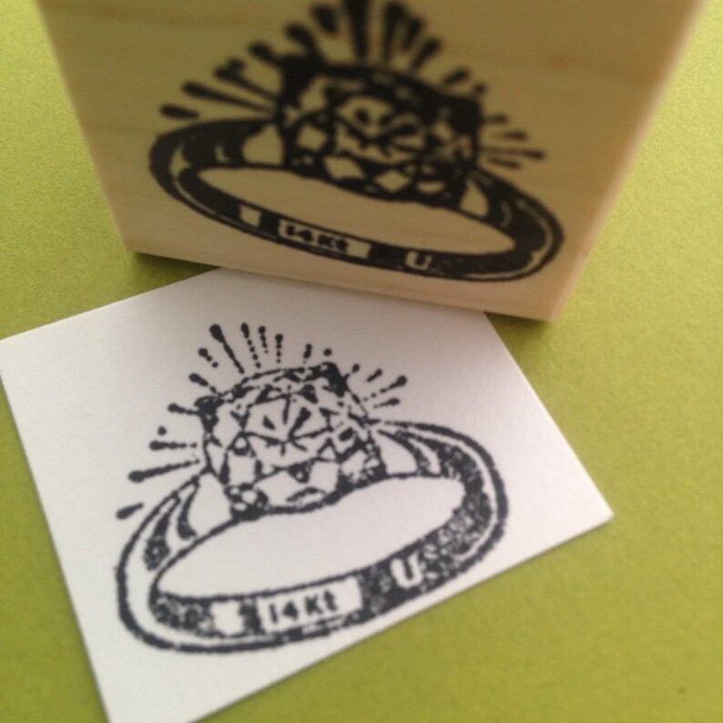 Diamond Ring Wood Mounted Rubber Stamp 5172 - Etsy