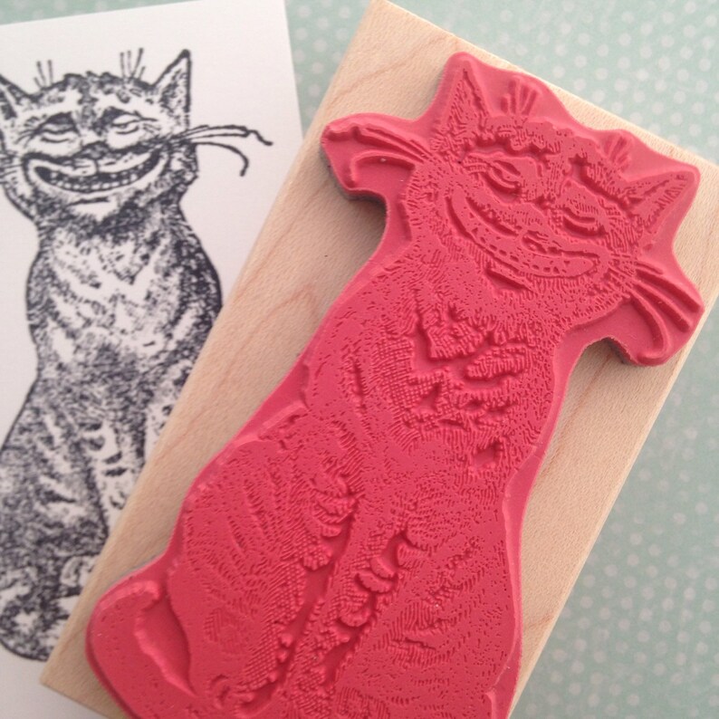 Smiling Cat Wood Mounted Rubber Stamp 208 - Etsy