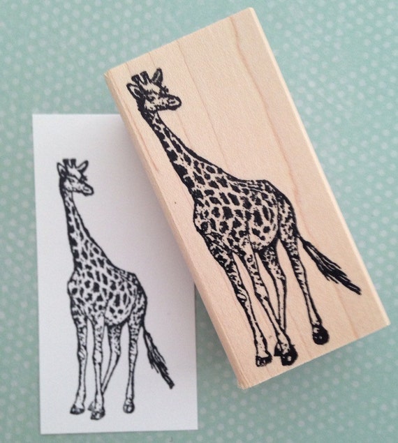 Giraffe Wood Mounted Rubber Stamp 3173 | Etsy