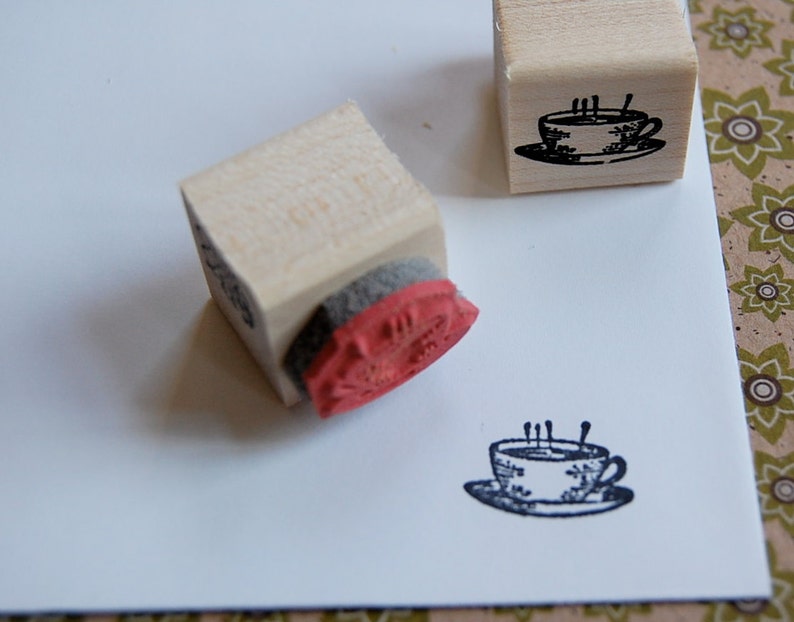 Tiny Steaming Cup of Java Mounted Rubber Stamp | Etsy
