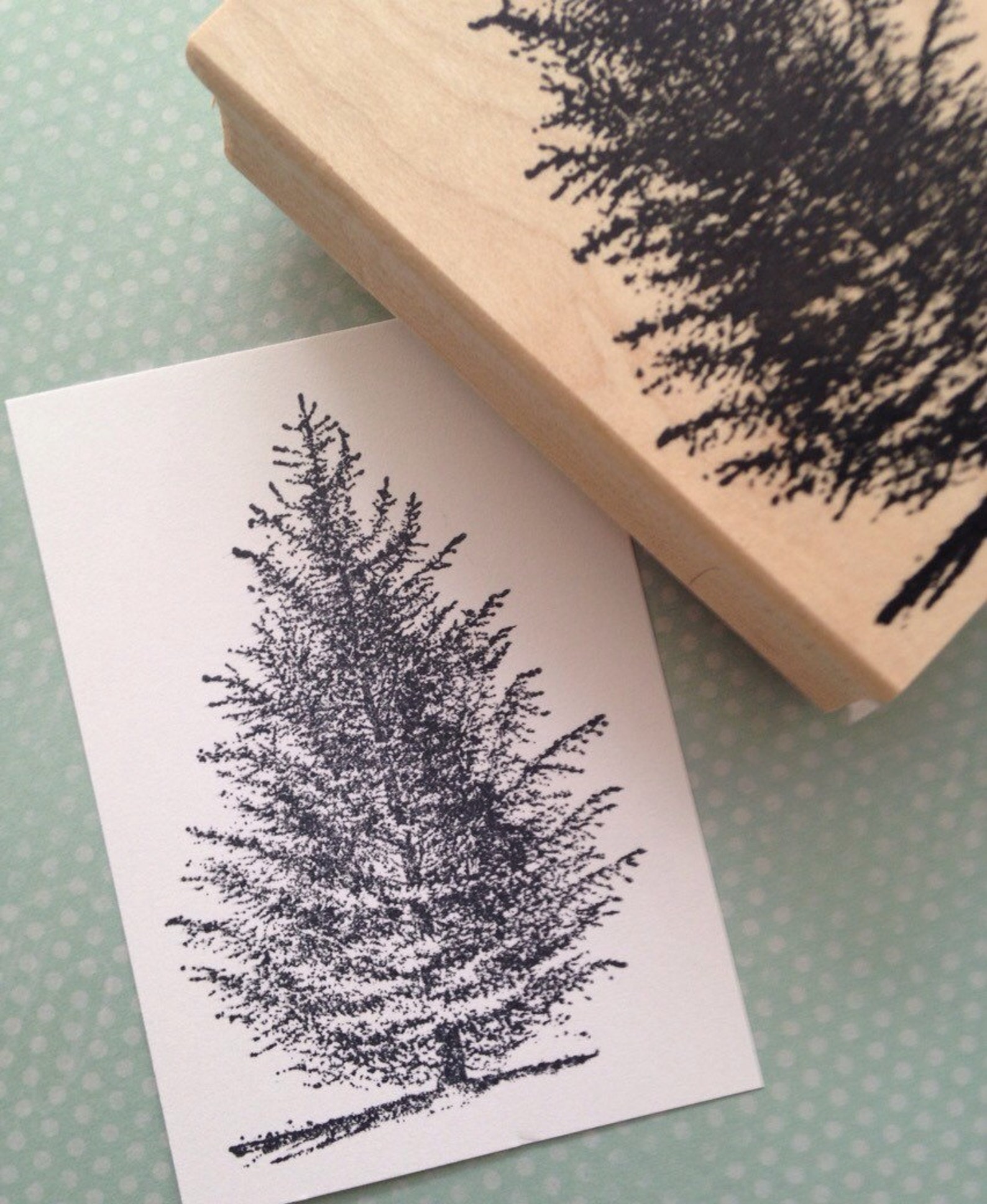 Spruce Tree Wood Mounted Rubber Stamp 3785 - Etsy