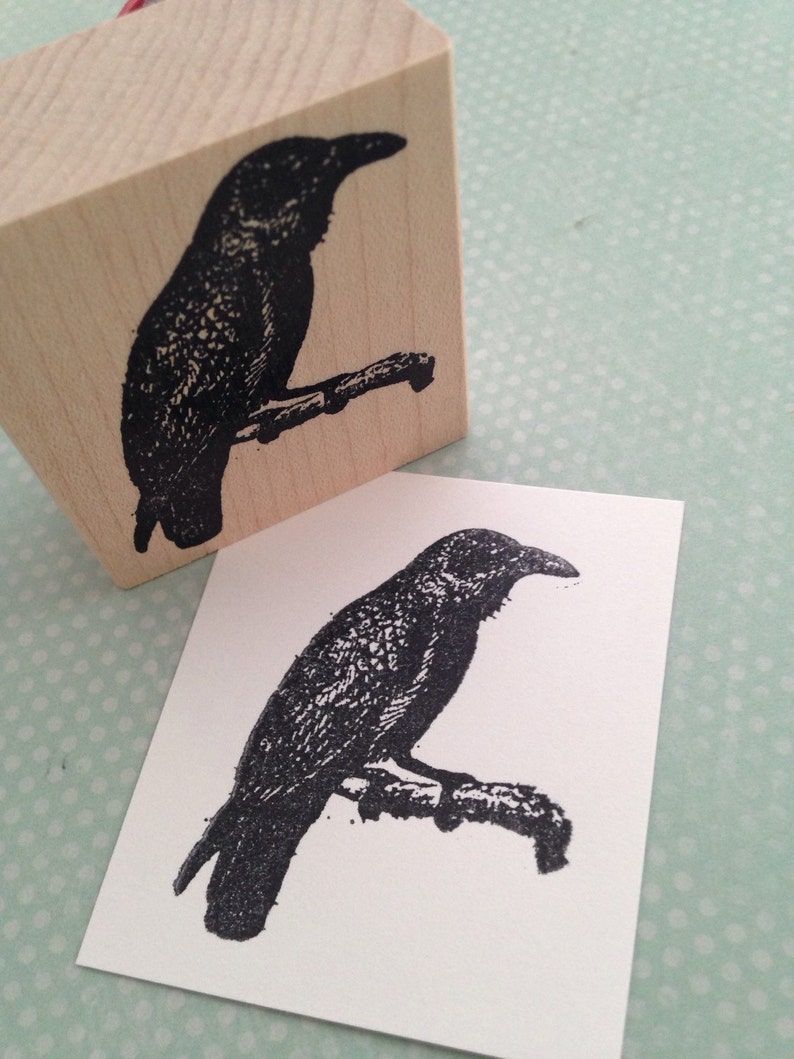 Raven on Branch Rubber Stamp 3863 - Etsy