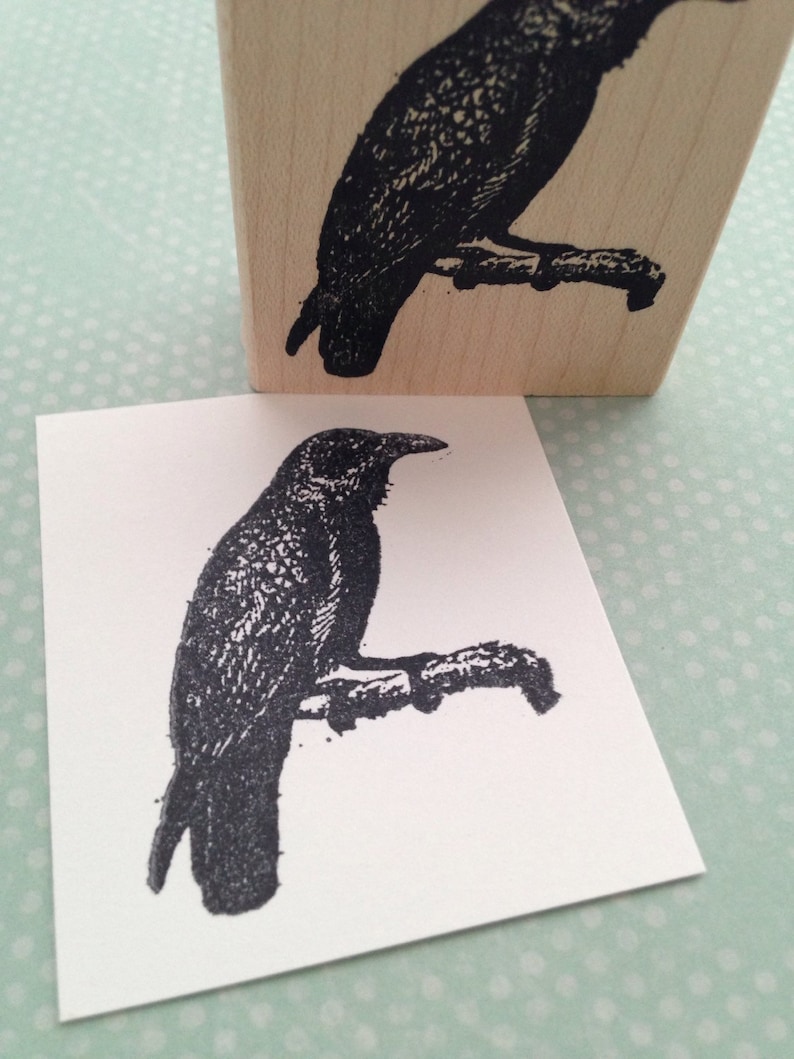 Raven on Branch Rubber Stamp 3863 - Etsy