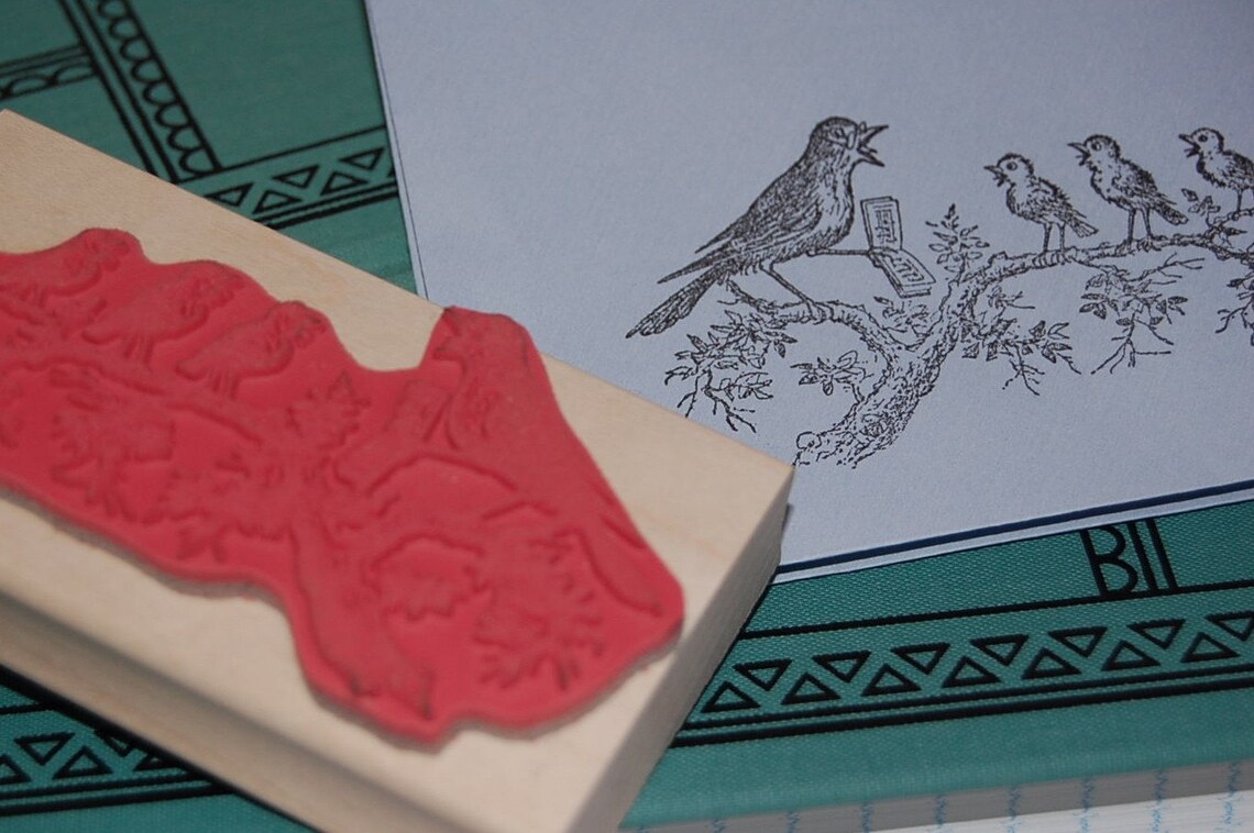 Songbirds Singing Lesson Wood Mounted Rubber Stamp 3313 - Etsy