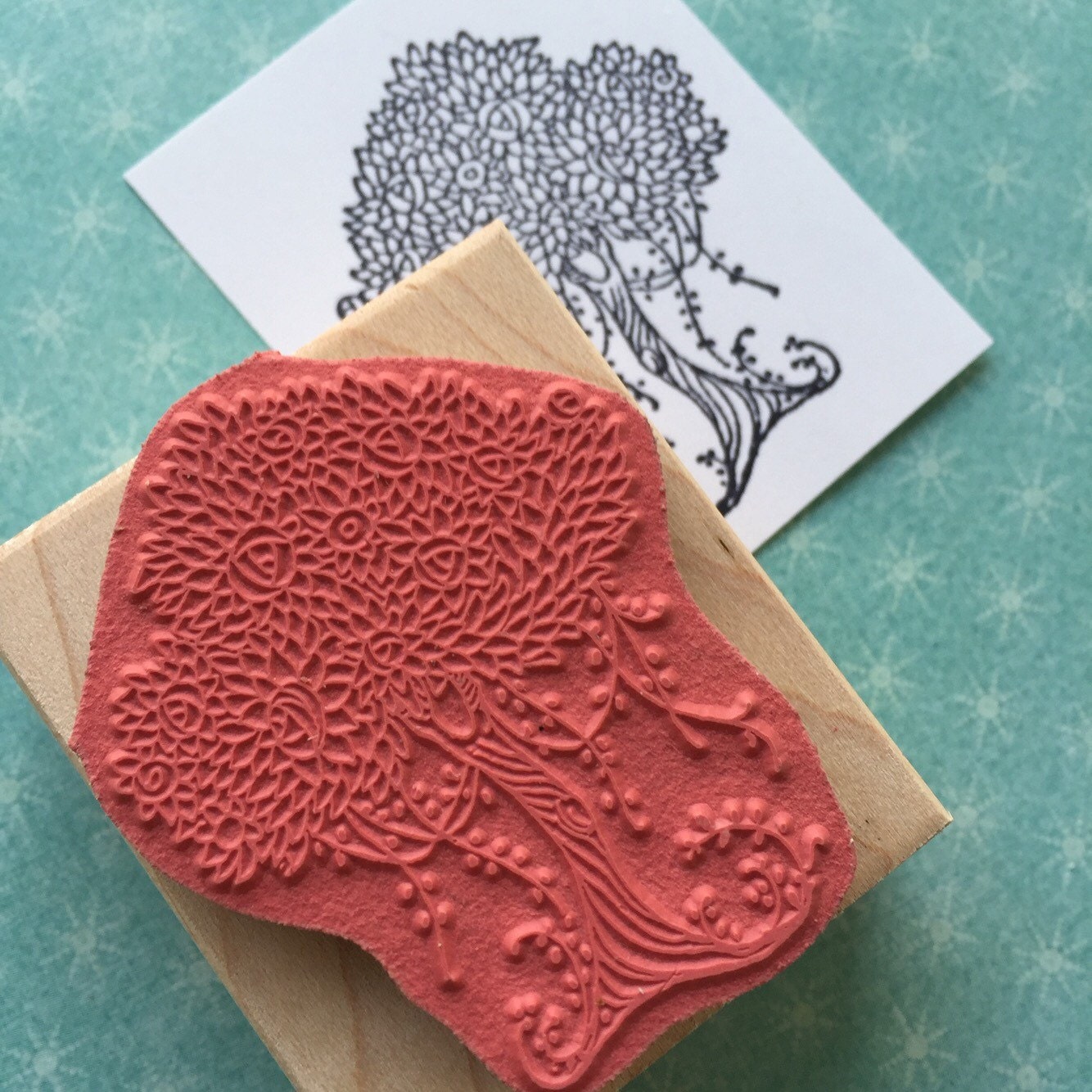 Stylized Tree Rubber Stamp 3077 - Etsy