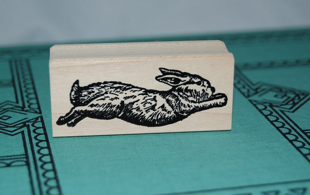 Jumping Rabbit Mounted Rubber Stamp - 4624 - Etsy