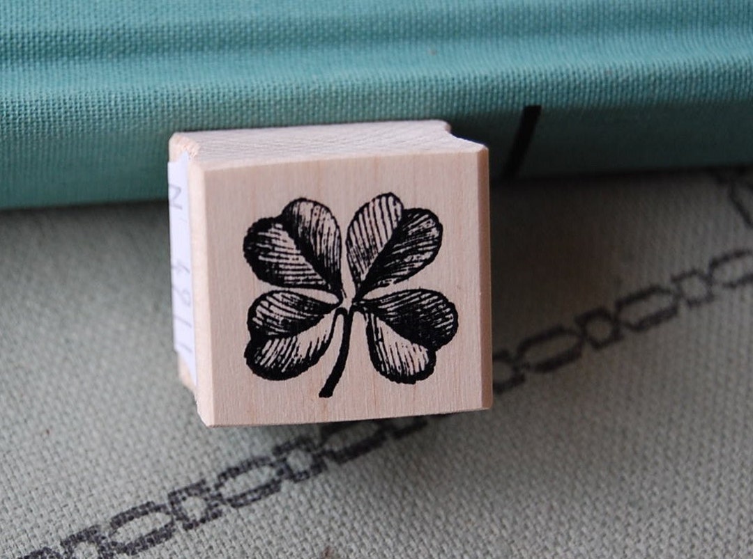 Four Leaf Clover Rubber Stamp: Wood Mounted Shamrock Stamp 4911 - Etsy