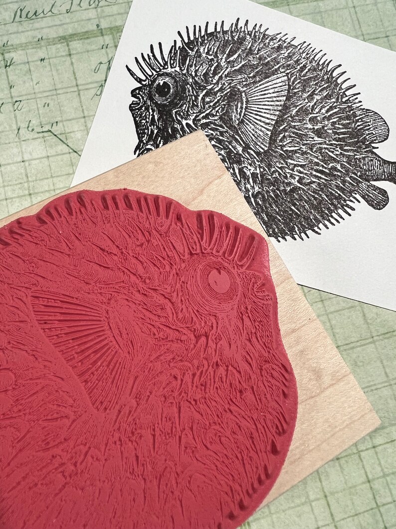 Inflated Porcupine Puffer Fish Rubber Stamp 4236 - Etsy