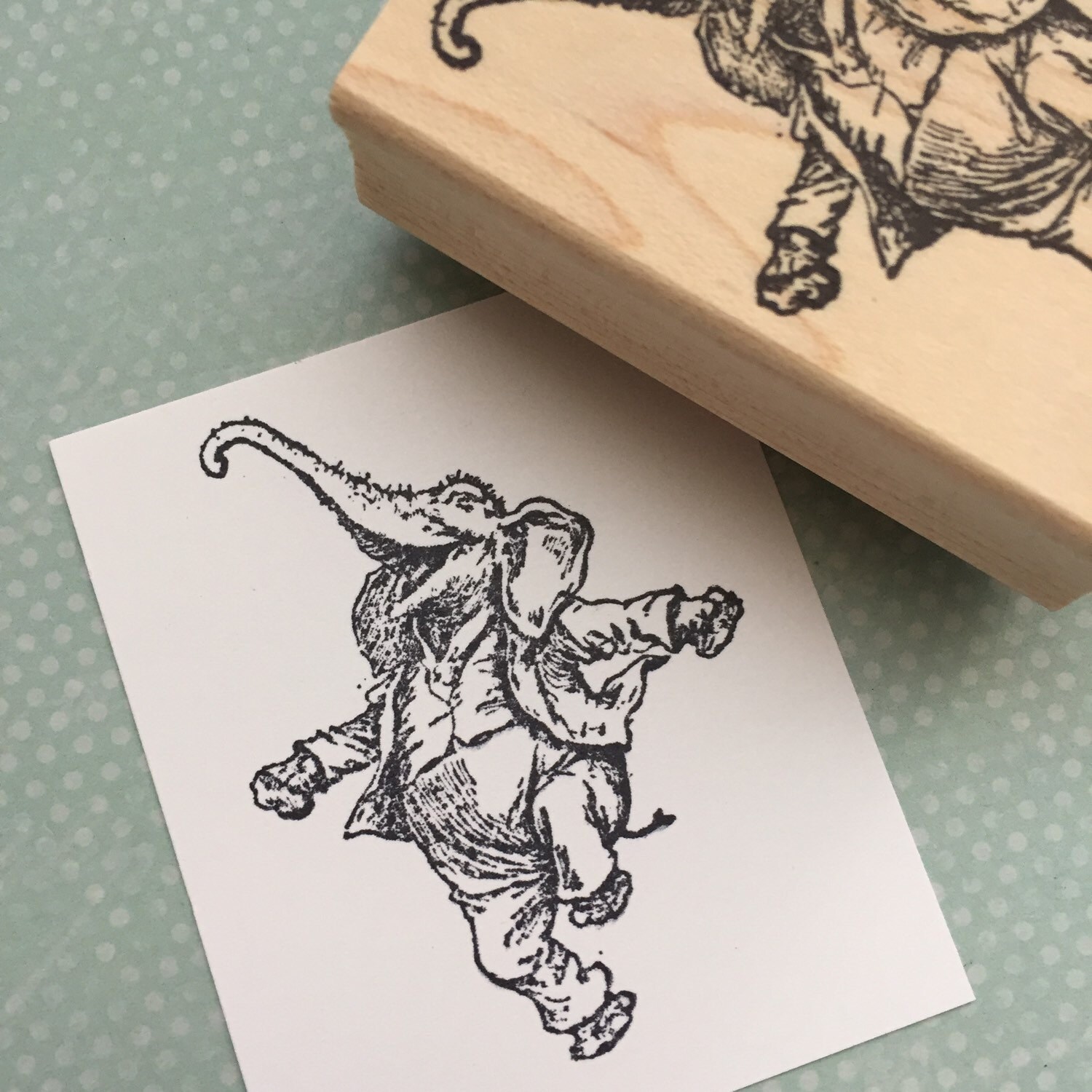 Dancing Elephant Wood Mounted Rubber Stamp 3906V | Etsy