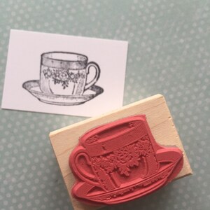 Floral Teacup Wood Mounted Rubber Stamp 4663 - Etsy