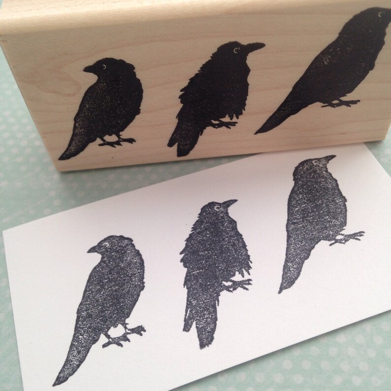 Three Ravens Rubber Stamp - Etsy