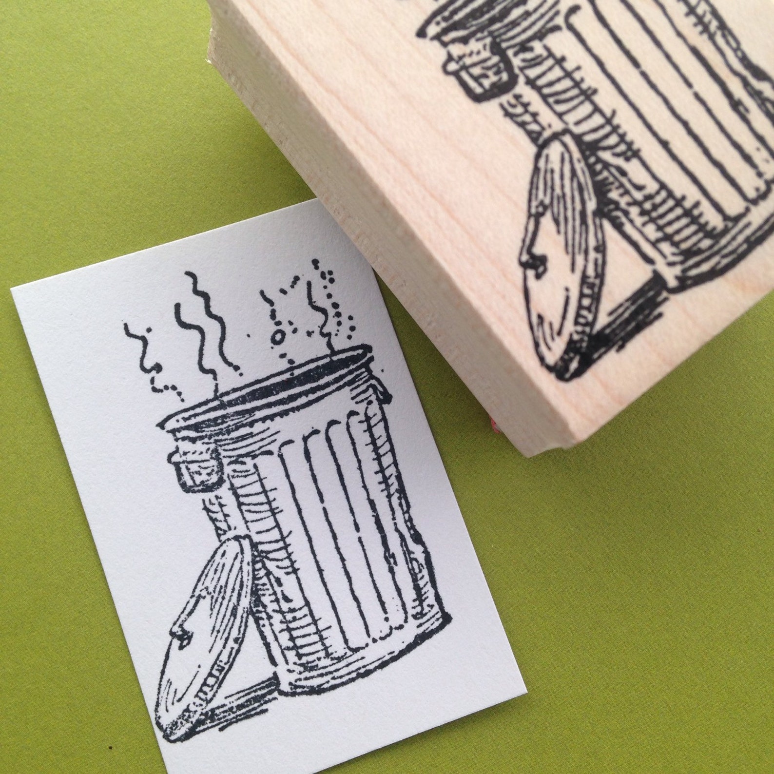 Smelly Trash Can Wood Mounted Rubber Stamp 3255 - Etsy
