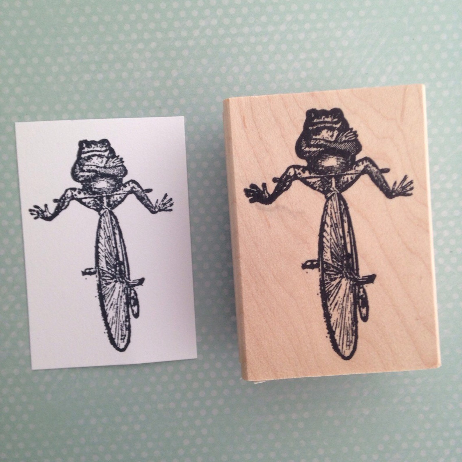 Toad on Bike Wood Mounted Rubber Stamp 4353 | Etsy