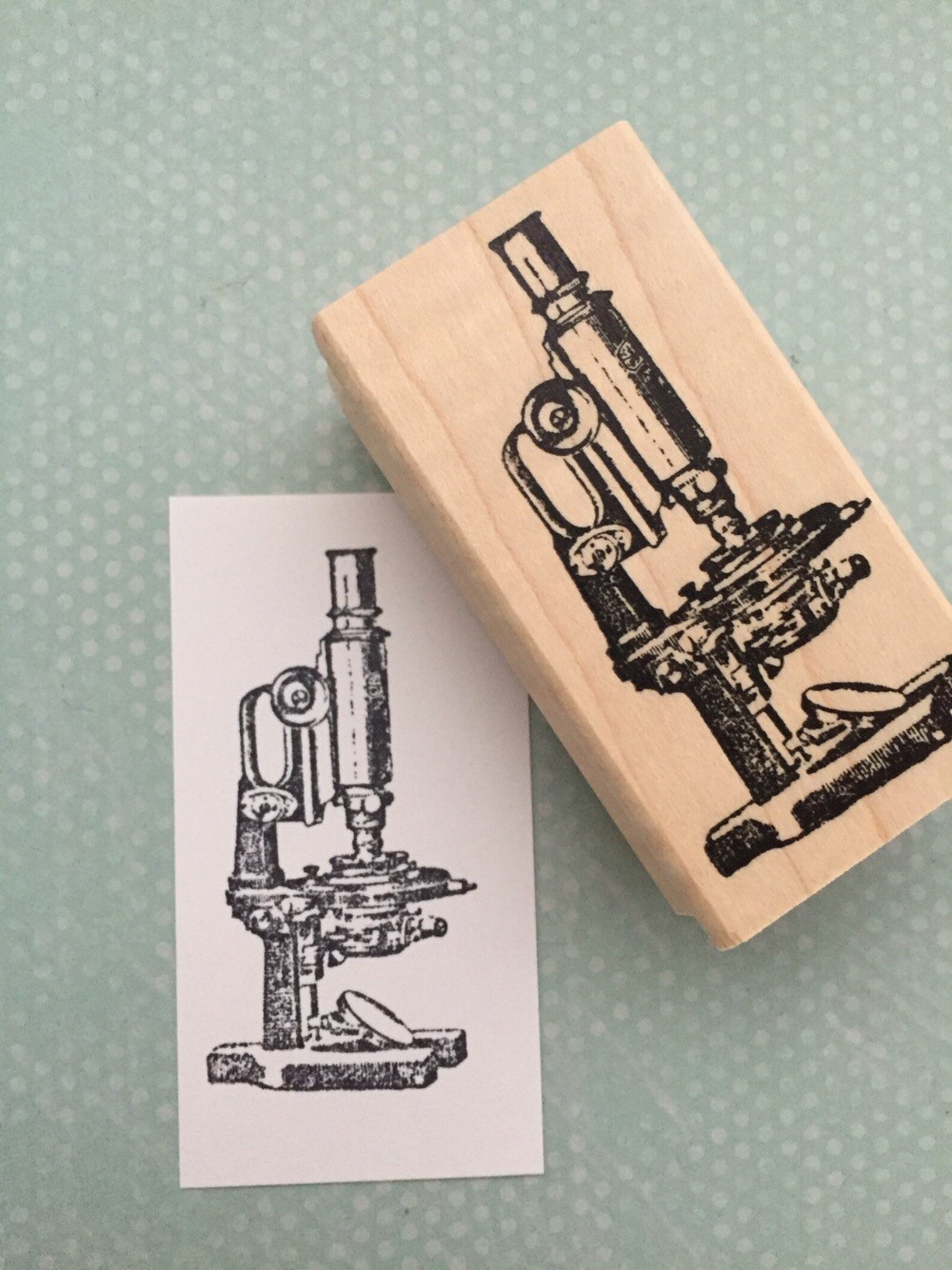 Microscope Science Lab Wood Mounted Rubber Stamp Supply for - Etsy UK