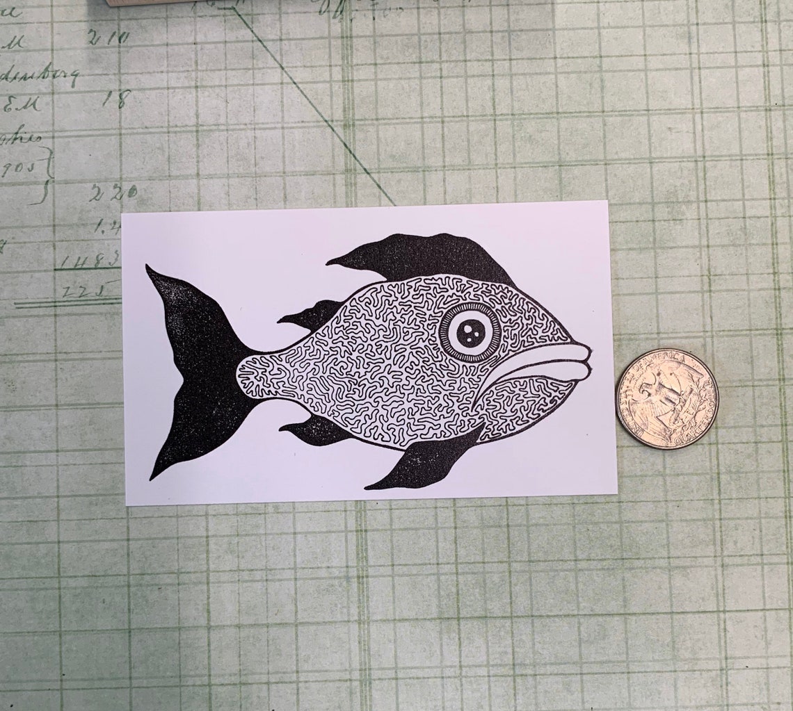 Fish Rubber Stamp - Etsy