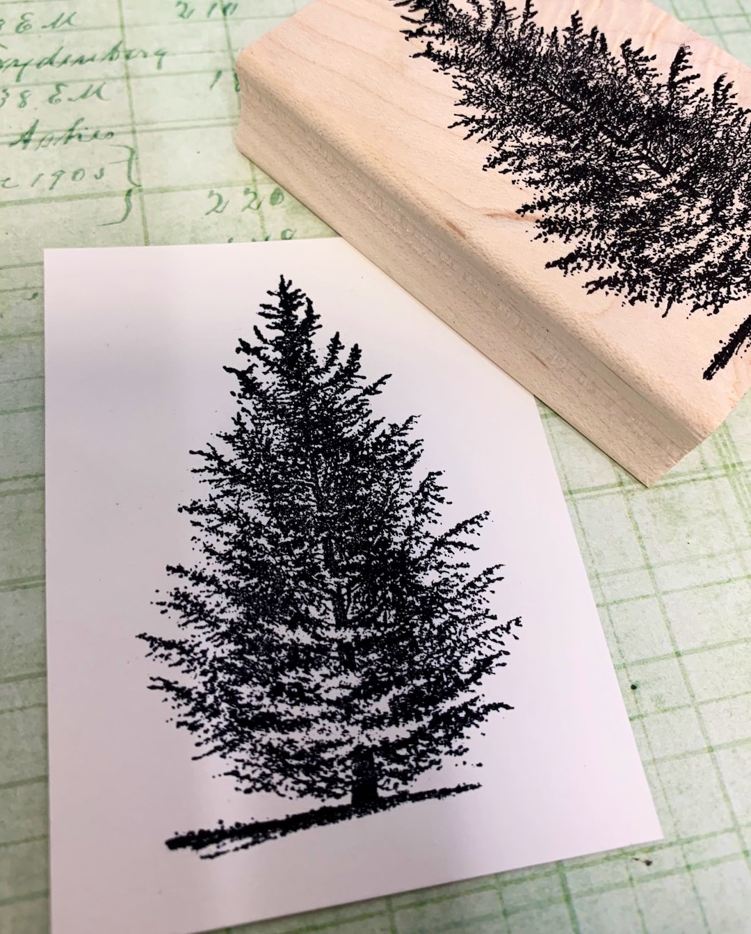 Spruce Tree Wood Mounted Rubber Stamp 3785 - Etsy