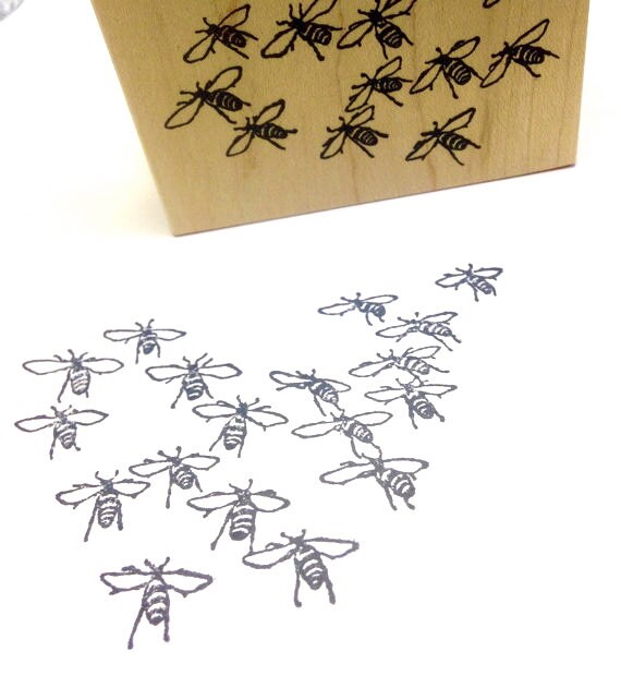 Bee Swarm Wood Mounted Rubber Stamp 5294 - Etsy