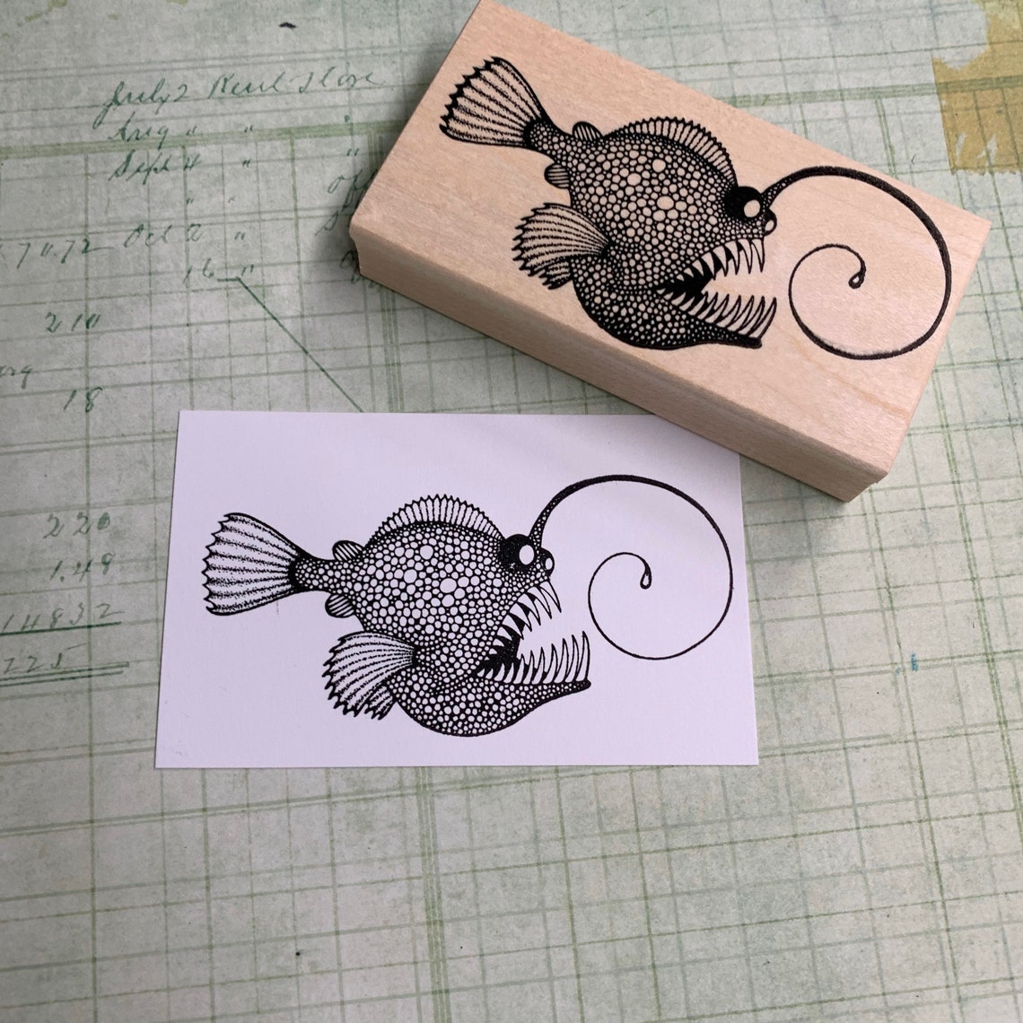 Angler Fish Rubber Stamp - Etsy